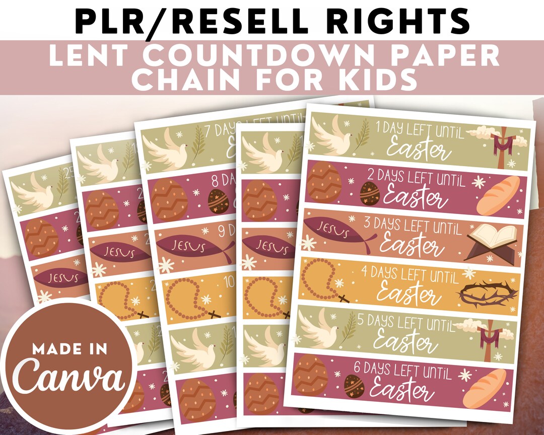 Editable PLR Lent Countdown Paper Chain | Easter Activity for Kids ...