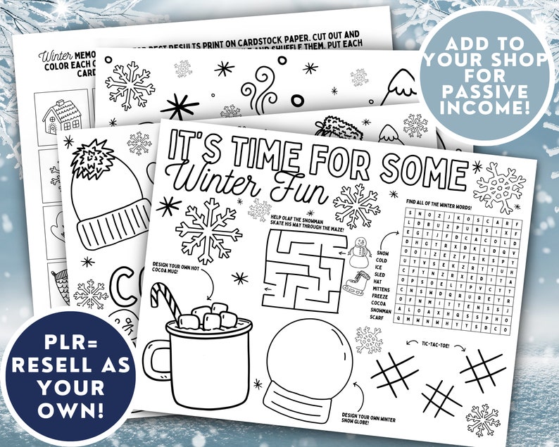 Editable PLR Printable Winter Activities for Kids | Kids Activity ...