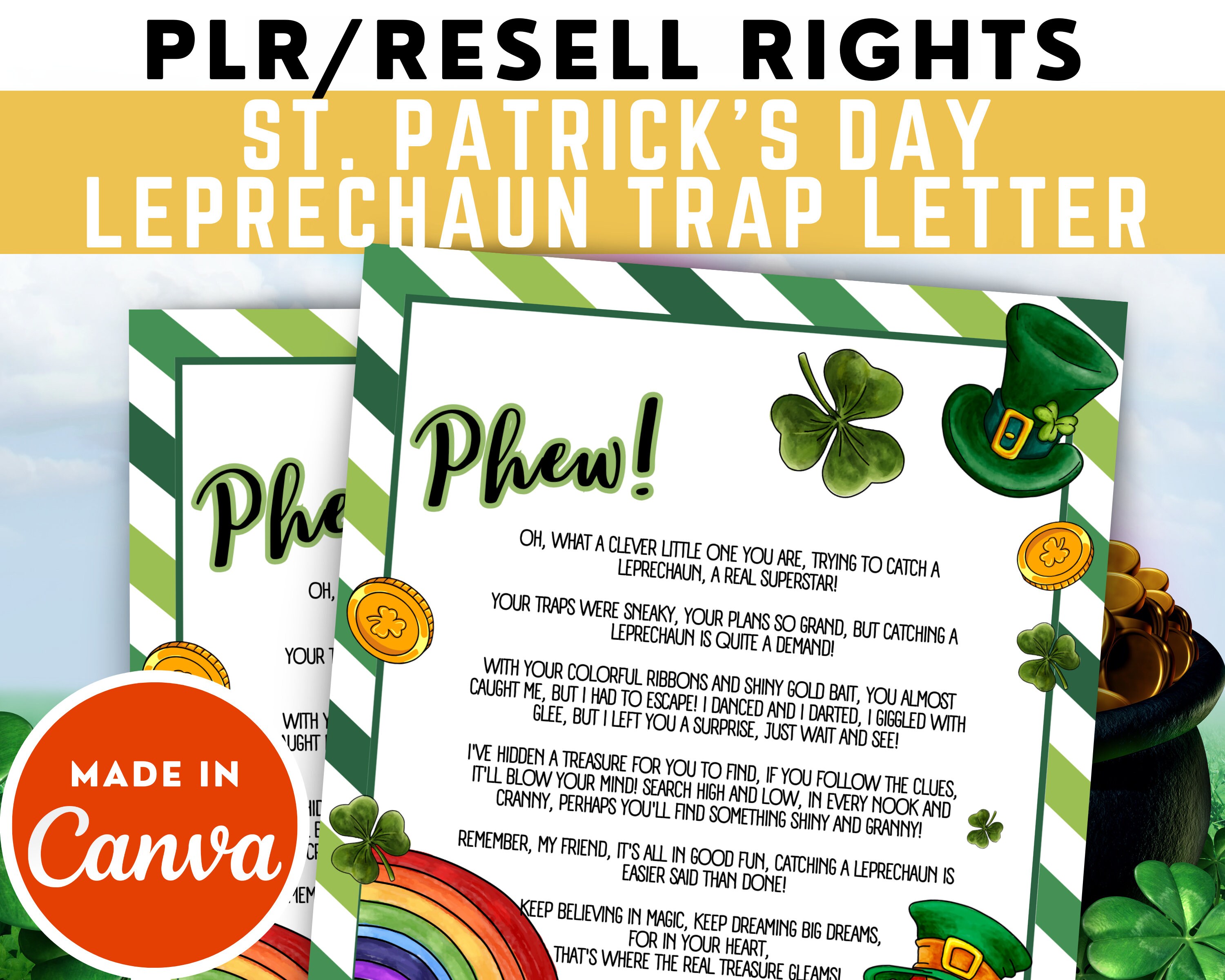Editable PLR Leprechaun Trap Letter | St. Patrick’s Day Leprechaun Note ...