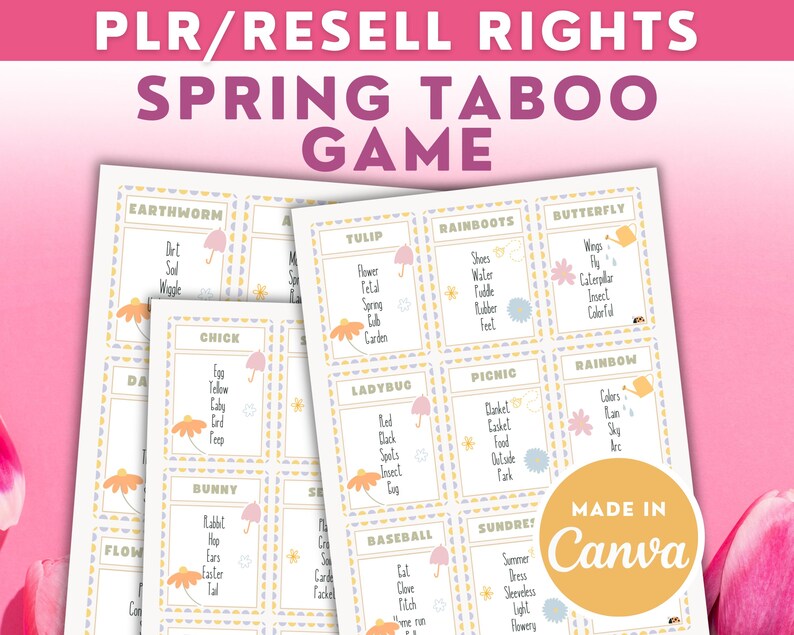 Editable PLR Spring Taboo Game | Spring Forbidden Word Game | Spring ...