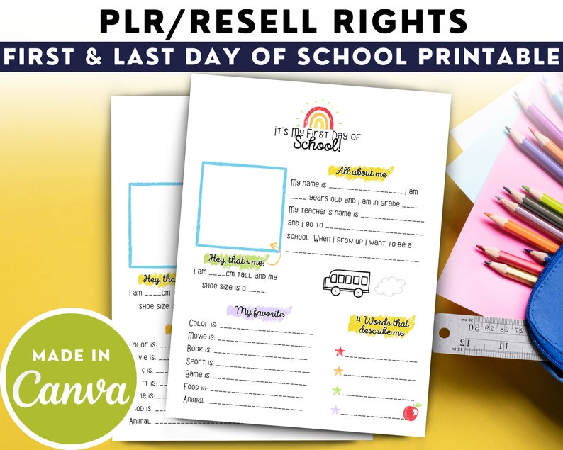 First & Last Day of School Printable | Back to School Questionnaire ...