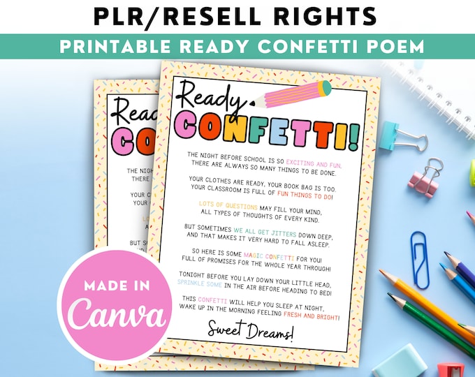 Printable Ready Confetti Poem | First Day of School Printable | Night ...