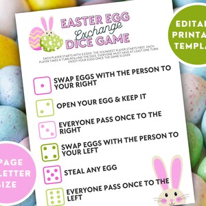 Editable PLR Easter Egg Exchange Dice Game | Printable Canva Template ...