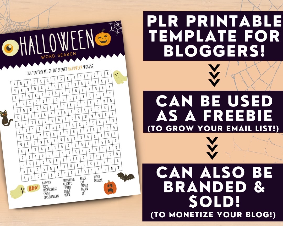 PLR Halloween Word Search Game Printable Template | Bloggers Halloween ...