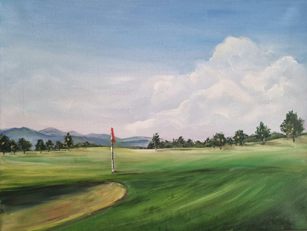 Golf Course Oil Painting, Original Landscape Artwork 12x16 - Etsy
