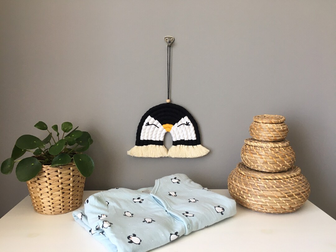 Penguin Macrame Rainbow - Penguin Wall Hanging - Nursery Decoration ...