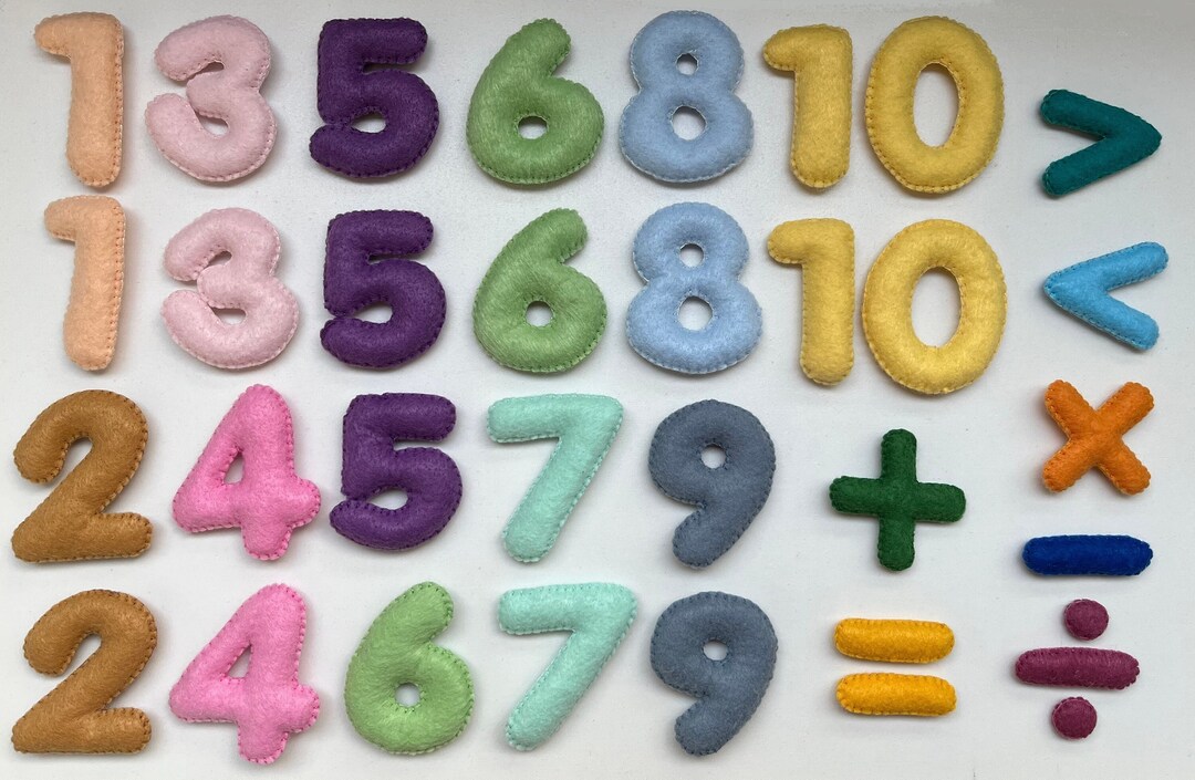 Felt Math Set, Numbers 1-10, Felt Math Symbols, Learning Math, Toddler ...