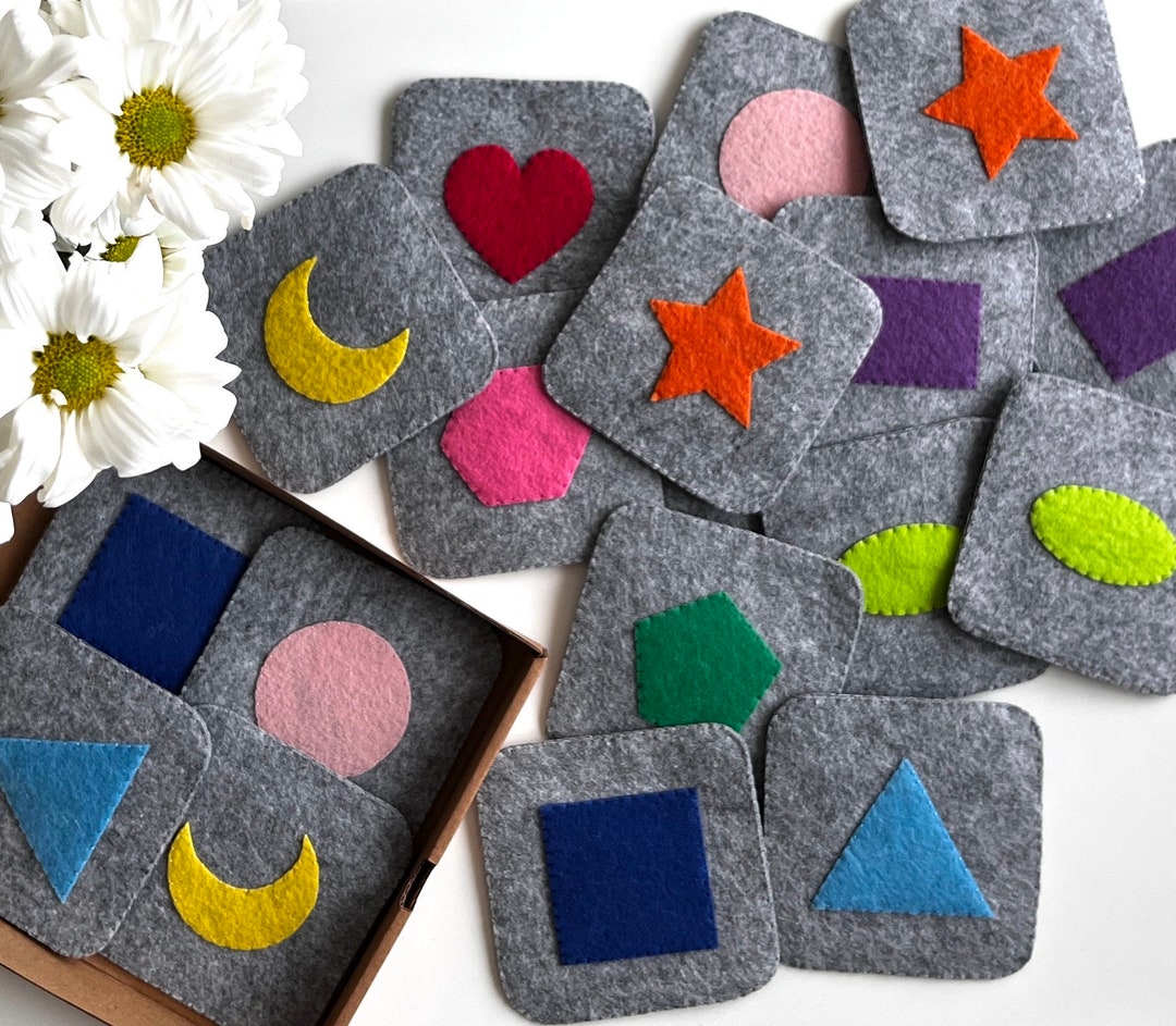 Shapes Memory Game, Felt Shapes, Toys for Kids, Learning Shapes ...