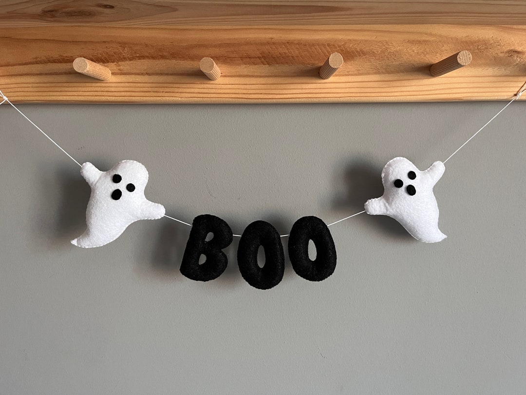 Spooky Halloween Garland, Felt Ghost Garland, Happy Halloween Decor ...