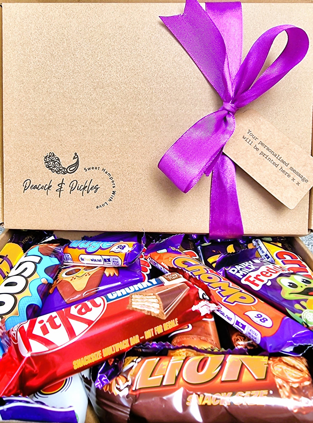 Chocolate Bar Gift Box Chocolate Hamper Personalised Tag Treat Box ...
