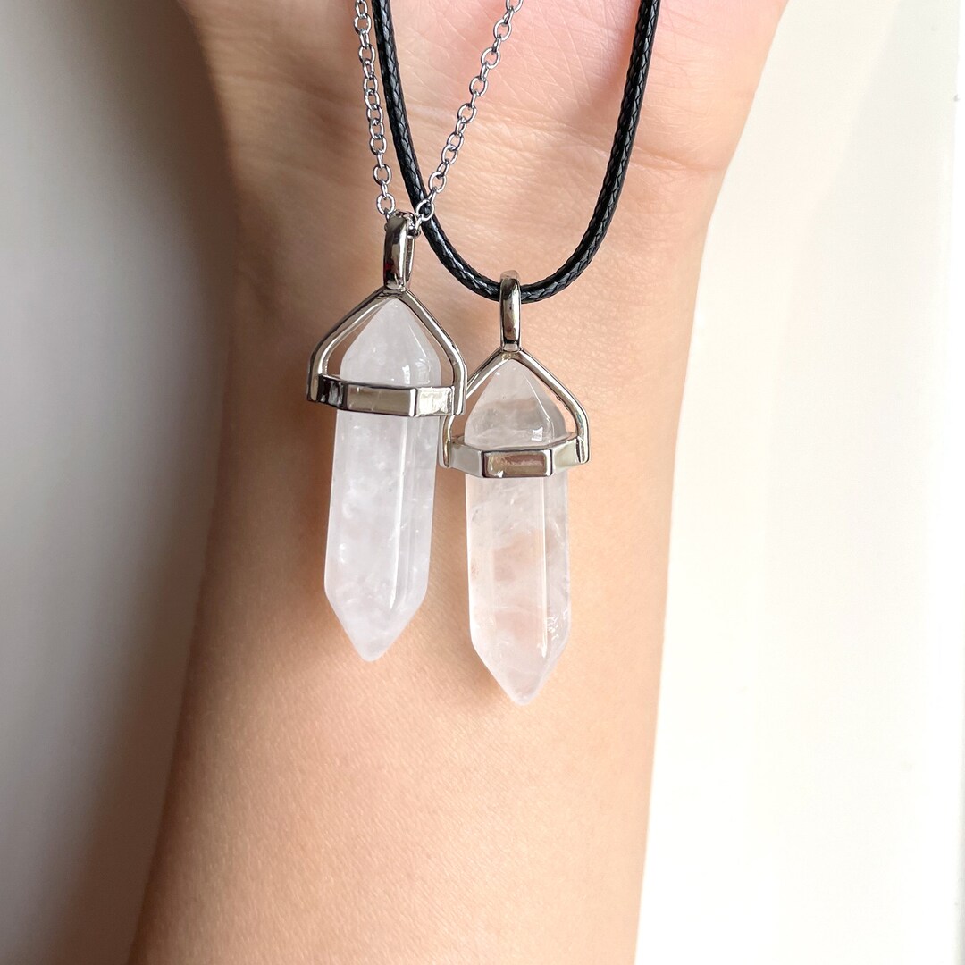 Natural Raw Clear Quartz Necklace Crystal Point Necklace Lemurian ...