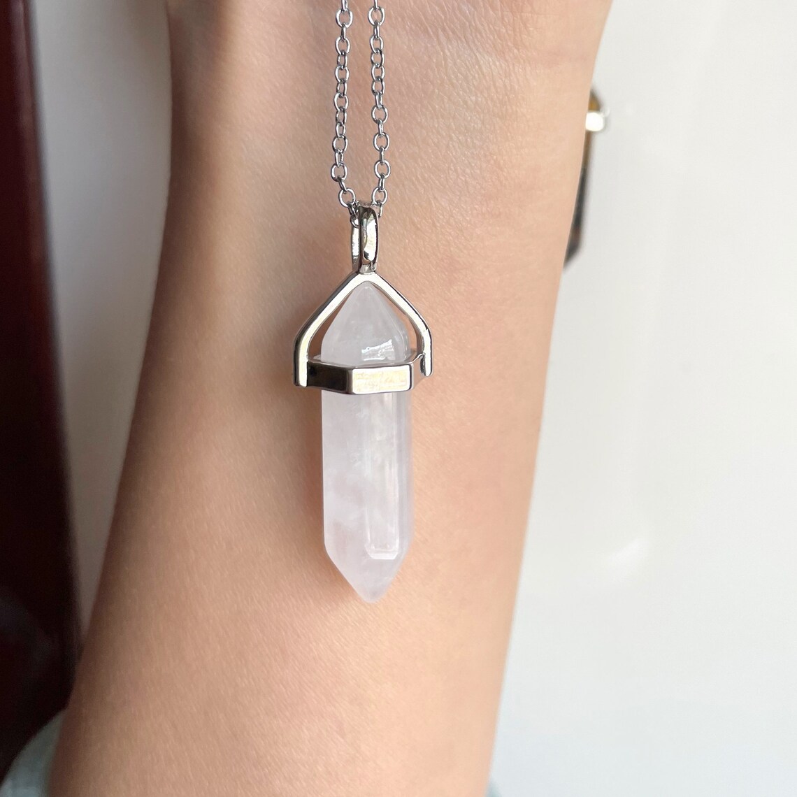 Natural Raw Clear Quartz Necklace Crystal Point Necklace - Etsy