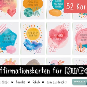Affirmationskarten (PDF) für Kinder zum selbst ausdrucken | Selbstbewusstsein stärken | DIN A6 ...