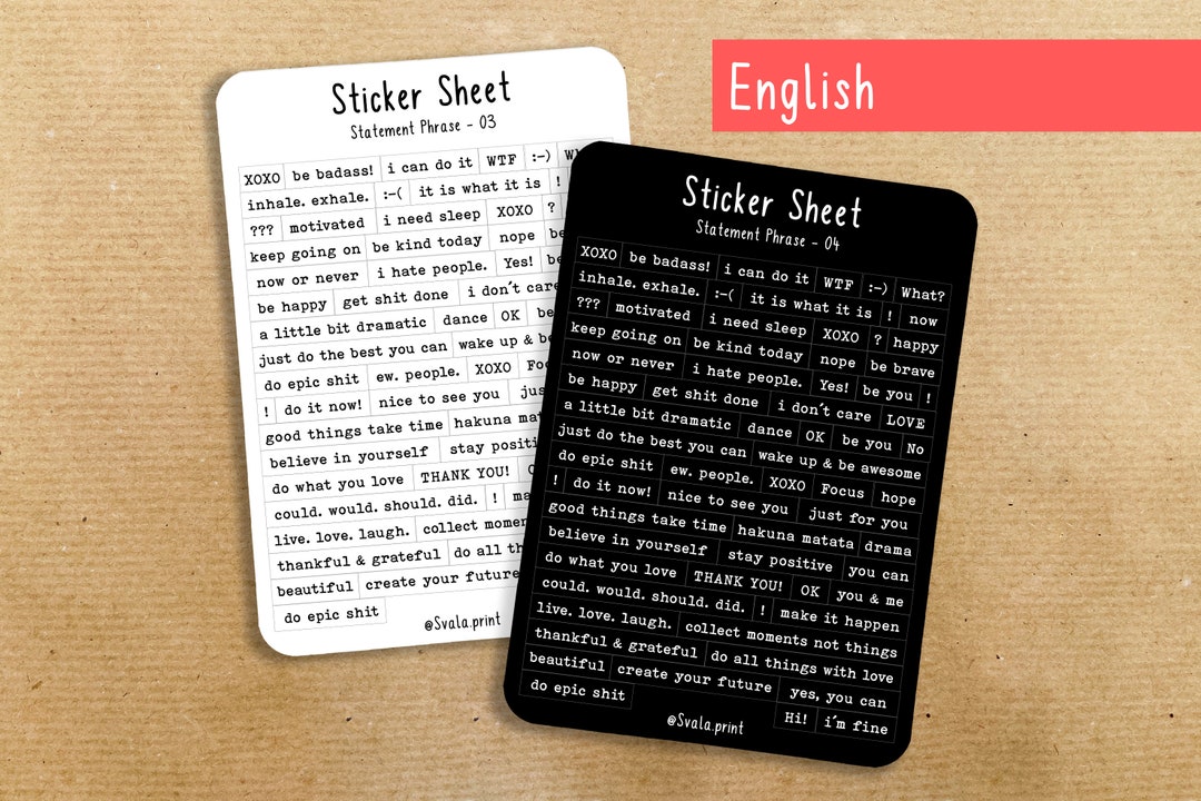 English Sticker Words and Sentences | Bullet Journal Stickers | Journal ...