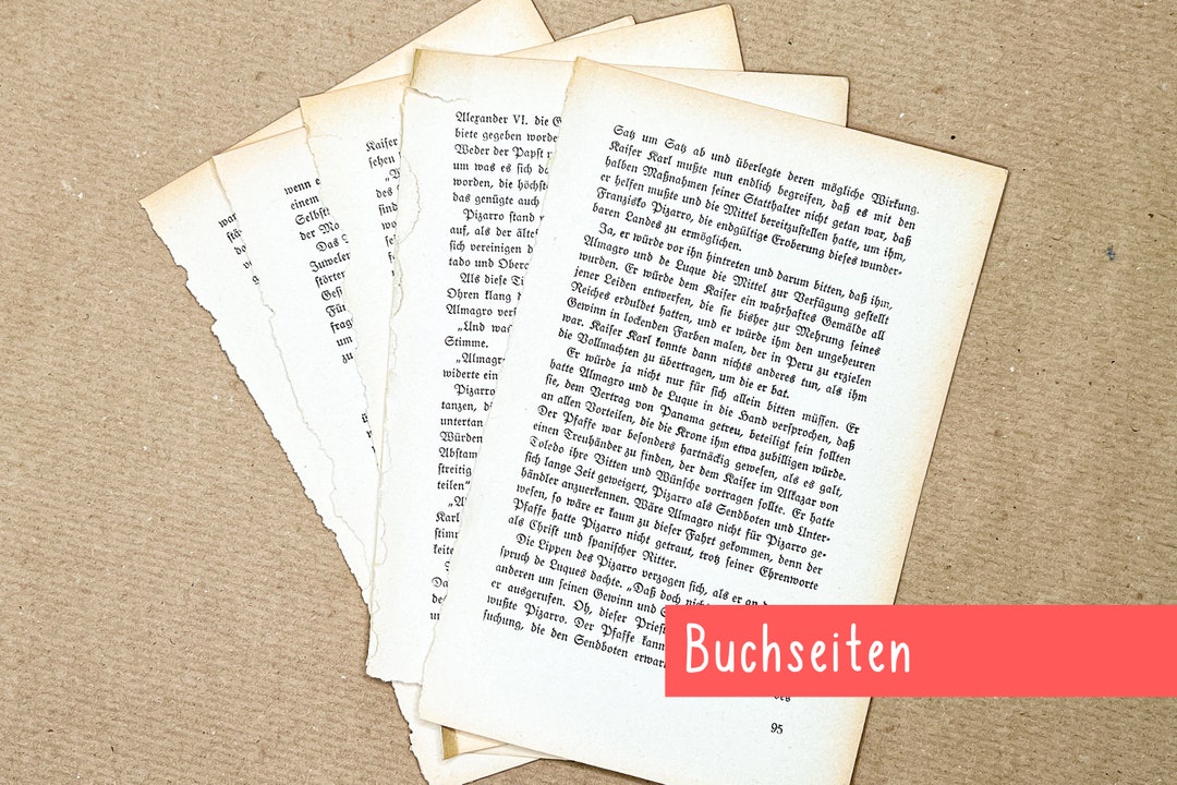 5 Old Book Pages | A5 | Antique Book Paper From the 1942s | Vintage ...