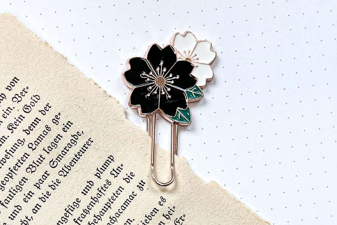 Planner Clip Paperclip Black Flower Rose Gold Paper Clip for Diary ...
