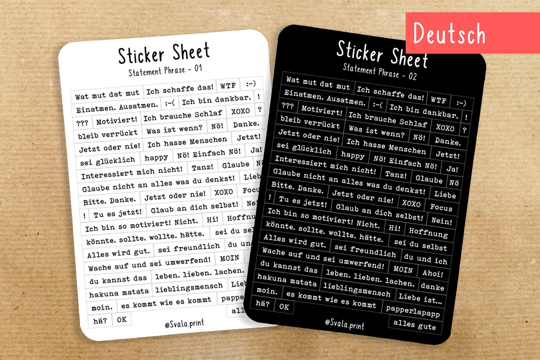 Deutsche Sticker Wörter und Sätze Aufkleber Bulletjournal - Etsy.de