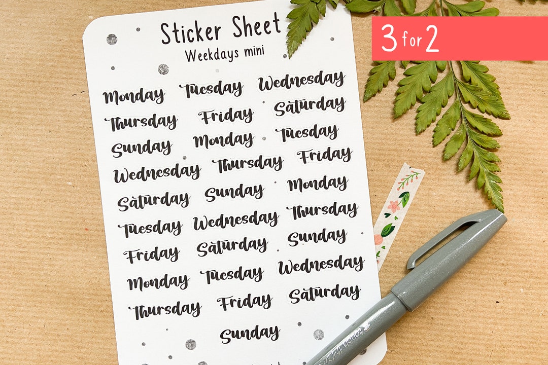 Sticker Weekdays Mini | Sticker Bullet Journal | Journal Stickers ...