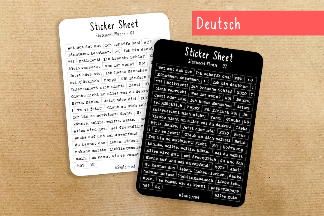 Deutsche Sticker Wörter und Sätze | Aufkleber Bulletjournal | Journal ...