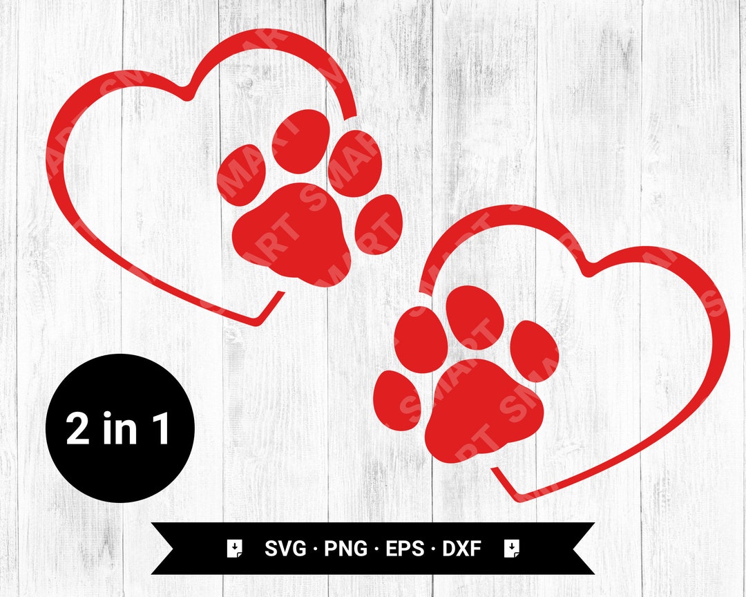 Heart Svg,dog Paw Heart Print Svg, Paw Print Svg, Dog Paw Svg, Cutting ...