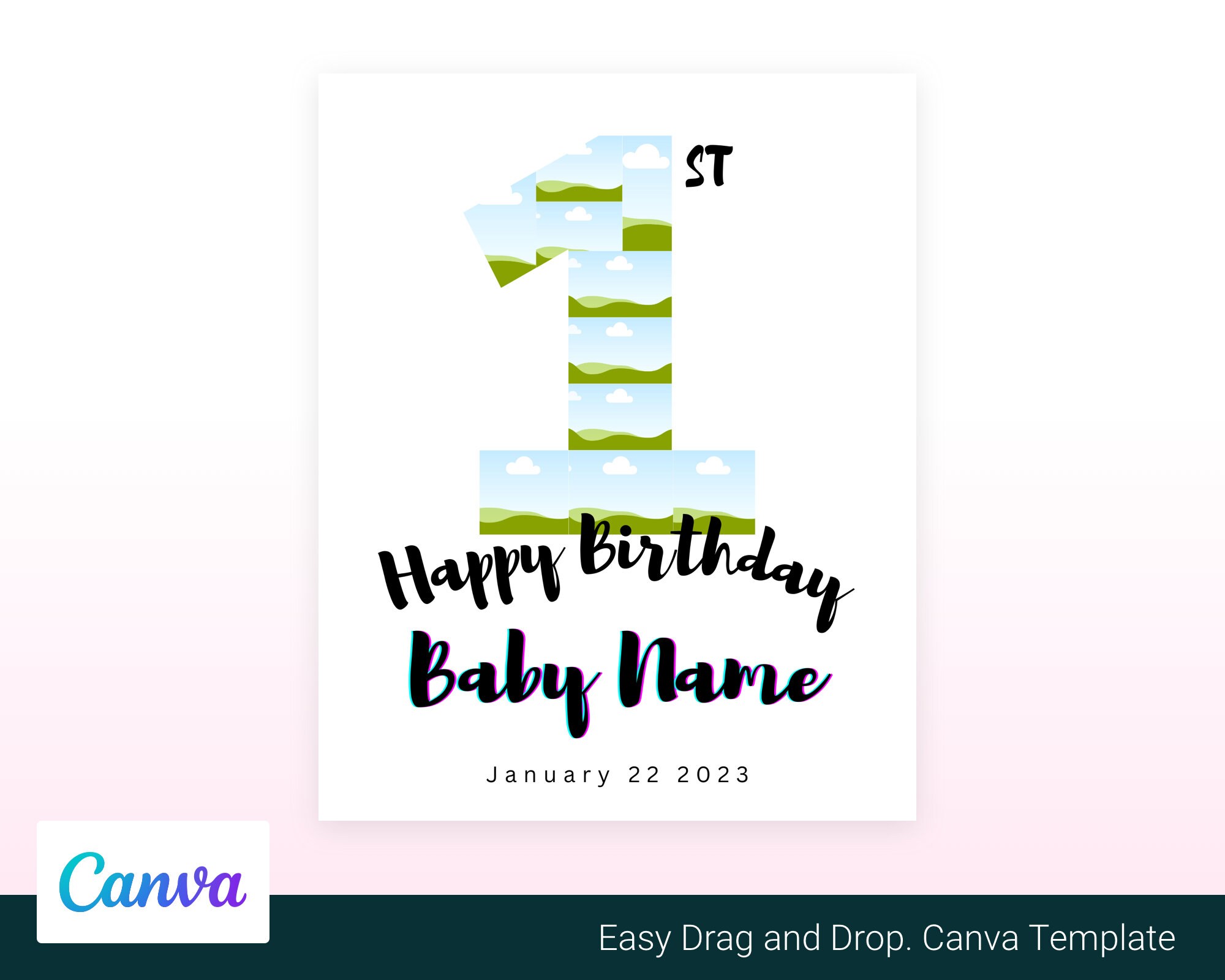 1st Birthday Canvaprintable First Birthday Template Full - Etsy