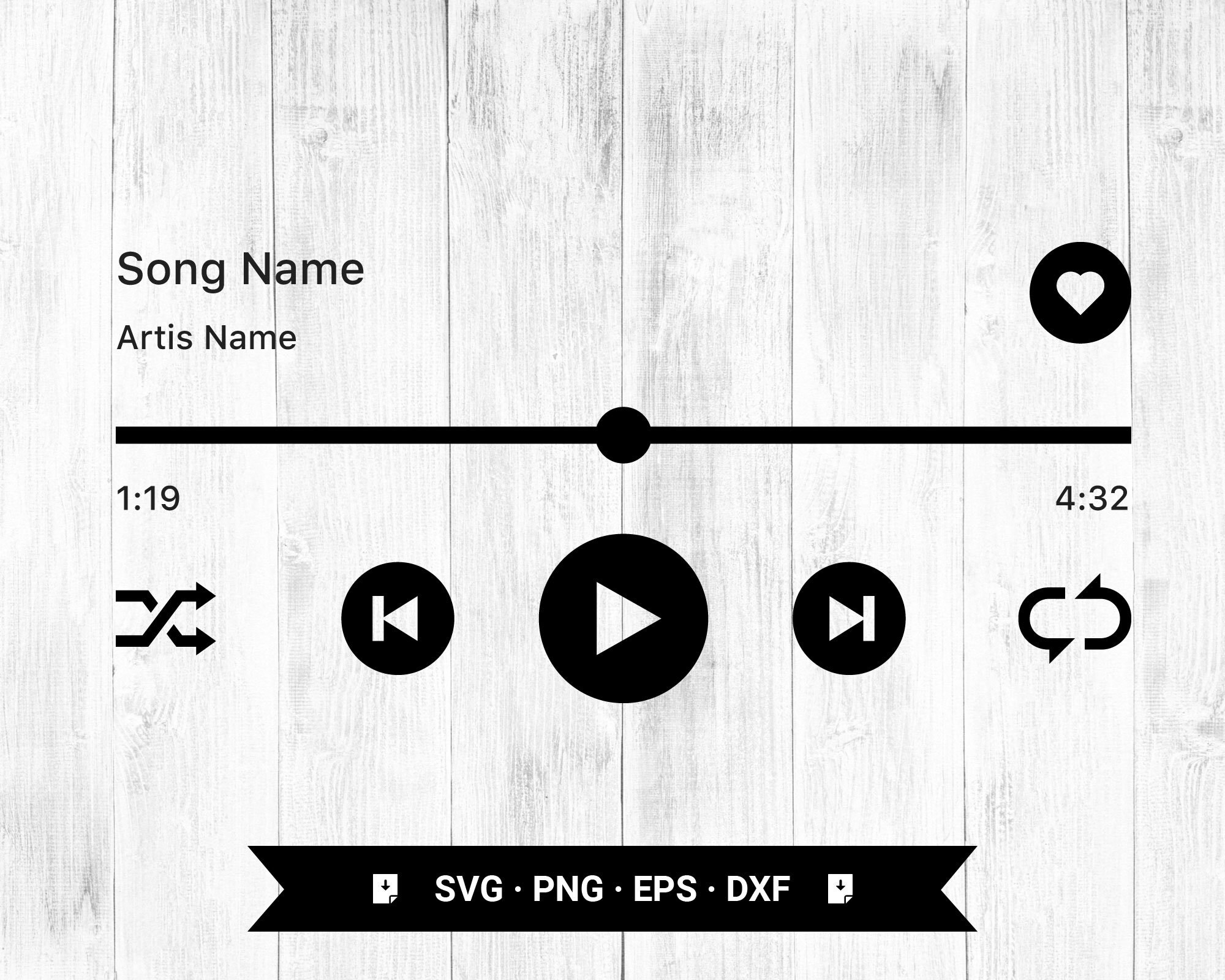 Play Pause Rewind Button Svgspotify Playermusic Player Svg | Etsy