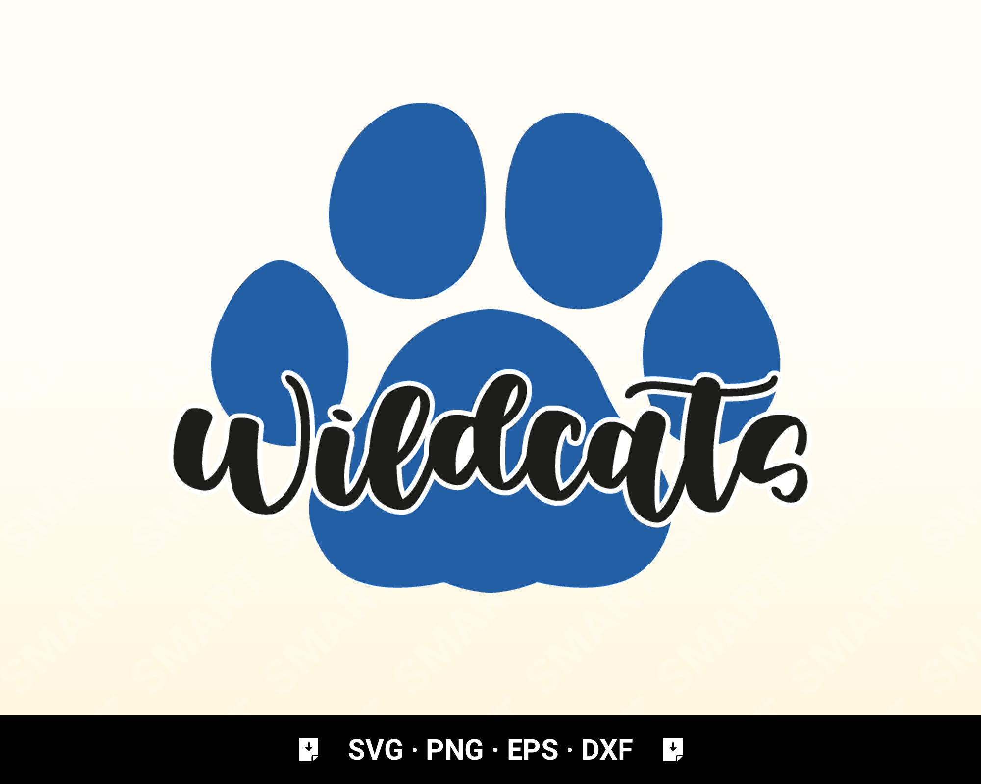 Blue Wildcat Paw Print Clip Art