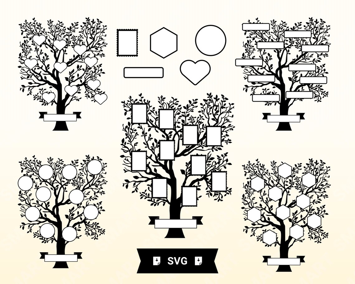 Family Tree Svg Bundletree Svgwall Decor Tree Svgtree Vinyl - Etsy