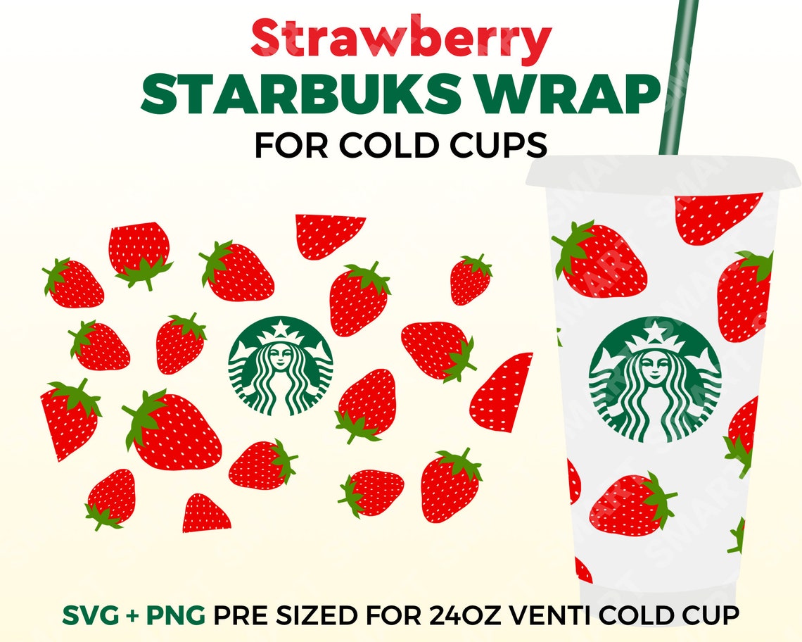 Starbucks Cup Wrap,strawberry Full Wrap for Starbucks Venti Cold Cup ...