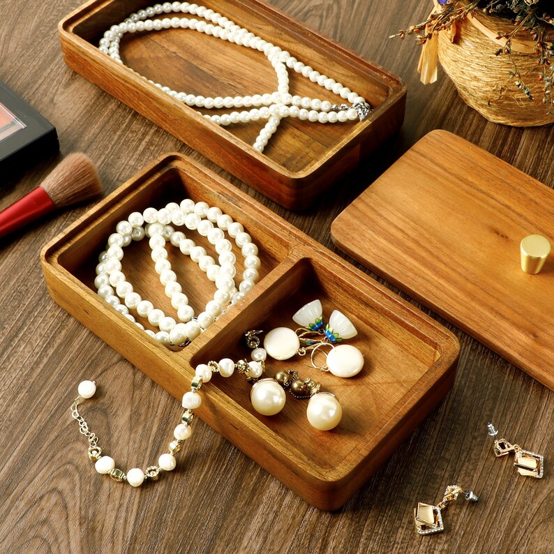 Solid Walnut Storage Box Wood Rectangular Jewelry Box With - Etsy