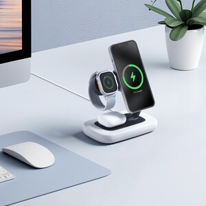 3-in-1 Wireless Charging Station Arcade Charger for Iphone, Apple Watch ...