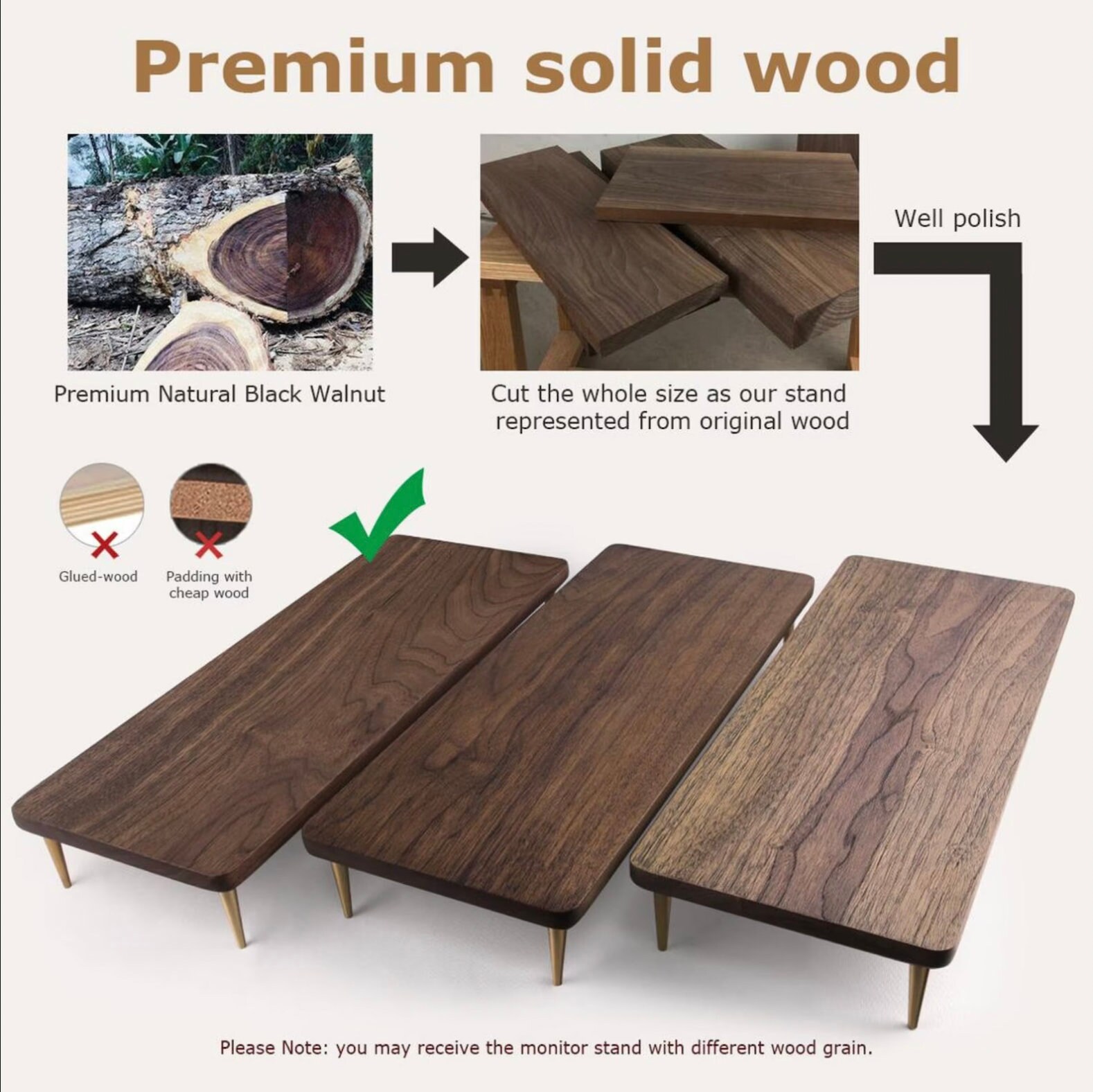 Soporte para monitor de madera de nogal Soporte elevador para - Etsy México