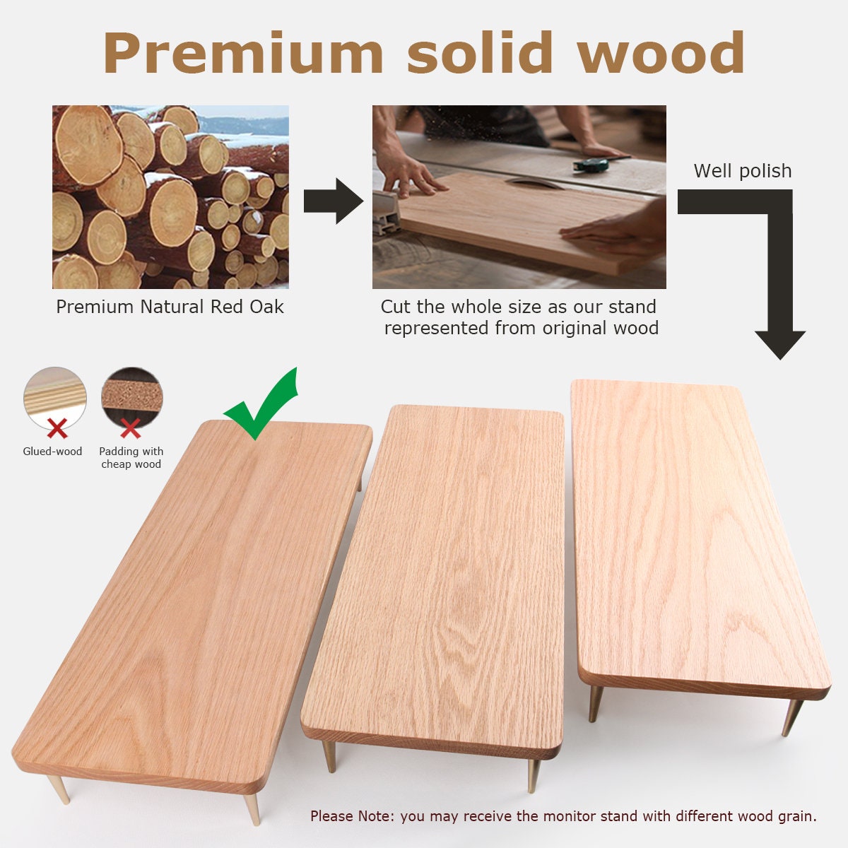 Wood Monitor Stand Computer Riser Solid Wood Desk Shelf for - Etsy ...