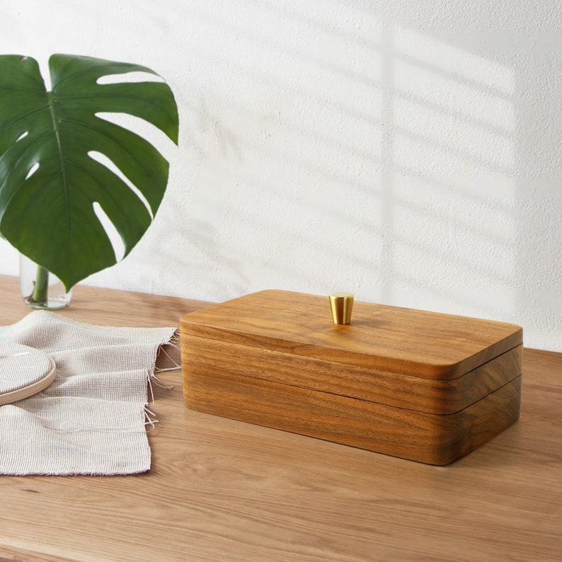 Solid Walnut Storage Box Wood Rectangular Jewelry Box With - Etsy