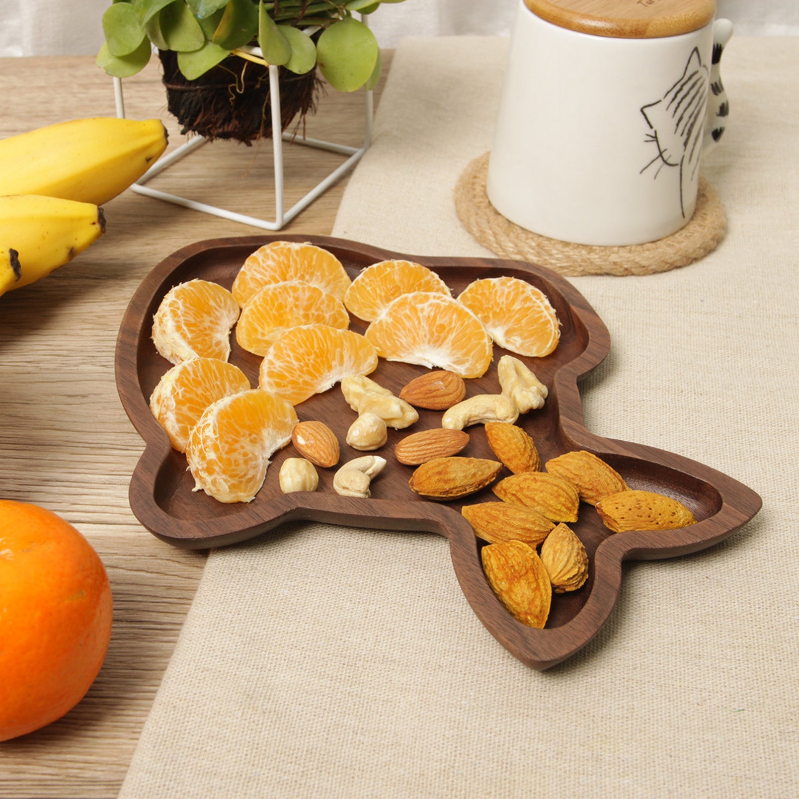 Walnut Wood Plate Serving Tray Dinner Platter Small Wooden | Etsy