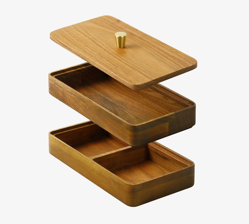 Solid Walnut Storage Box Wood Rectangular Jewelry Box With - Etsy