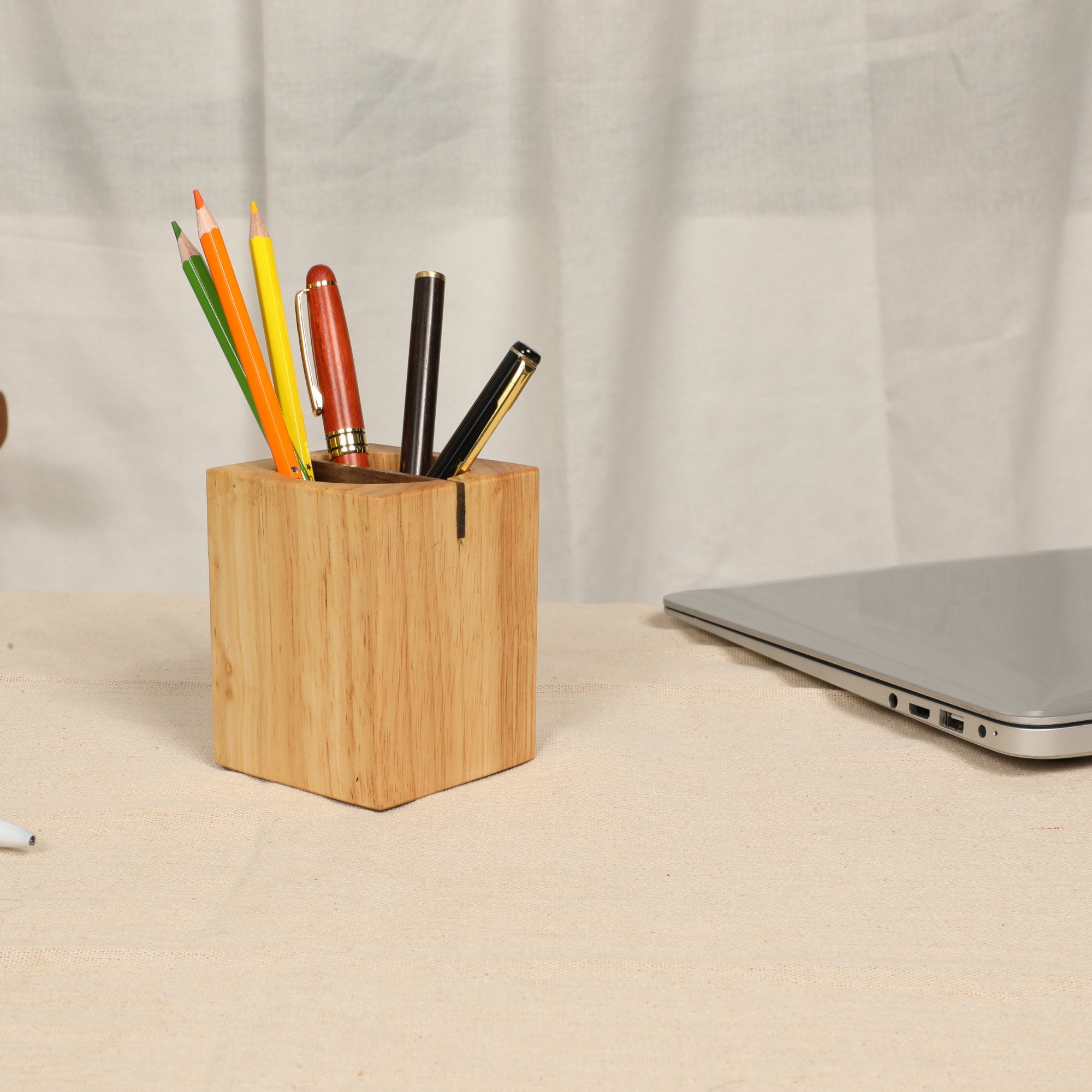 WOODEN PENCIL HOLDER Pen Holder for Desk Stylish Organizer | Etsy