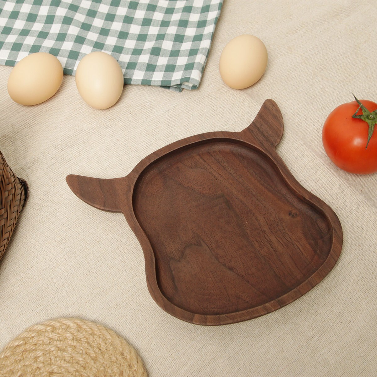 Walnut Wood Plate Serving Tray Dinner Platter Small Wooden | Etsy