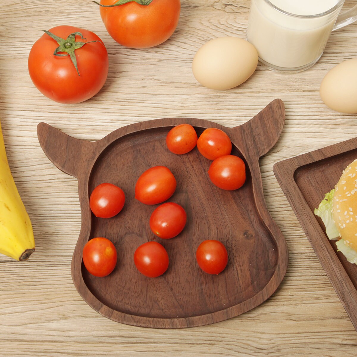 Walnut Wood Plate Serving Tray Dinner Platter Small Wooden | Etsy