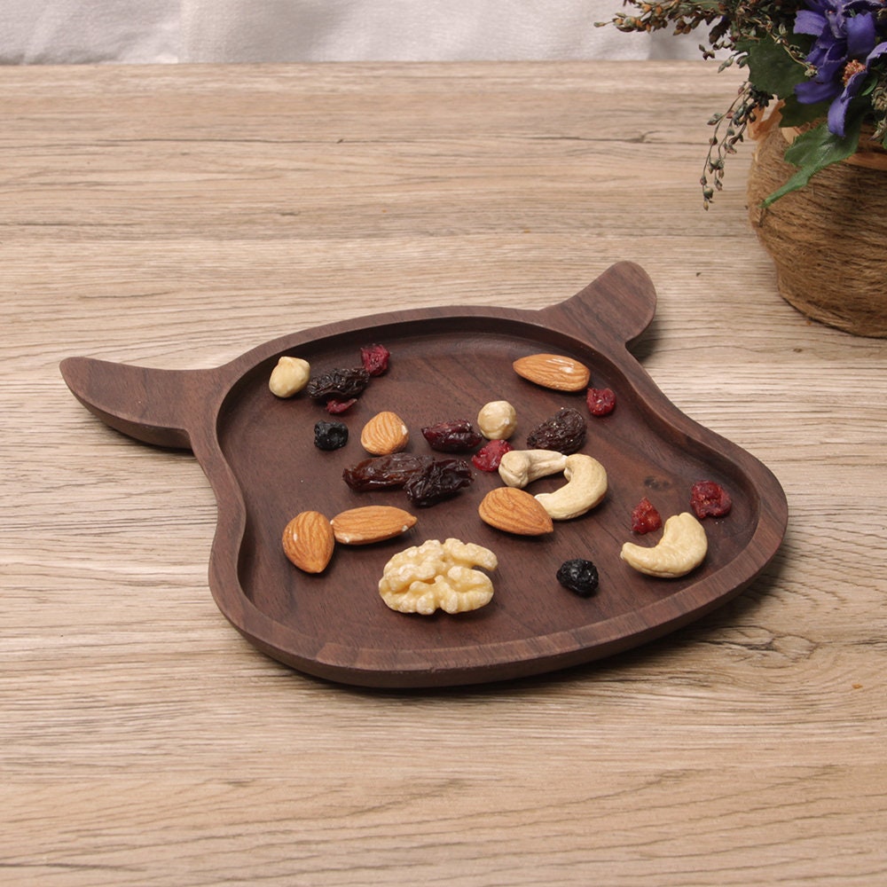 Walnut Wood Plate Serving Tray Dinner Platter Small Wooden | Etsy