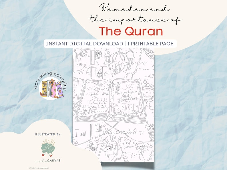 Quran Coloring Page, Muslim Kids Activity, Ramadan Gifts, Home School ...