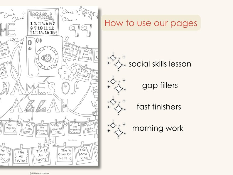 99 Names of Allah Coloring Page, Islamic Printable, Ramadan Gift ...