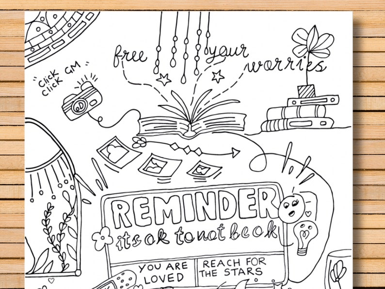 Mental Health Coloring Pages, Relaxation, Stress Relief, Teen Coloring ...
