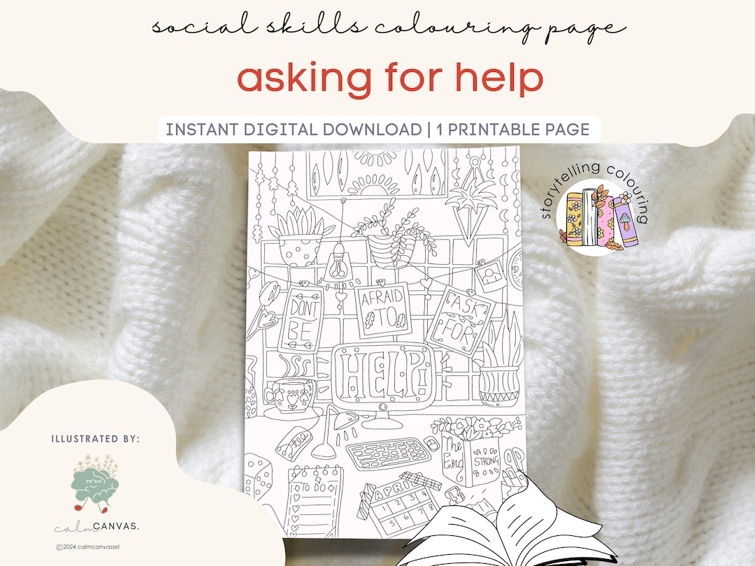 Asking for Help Social Skills Coloring, Social Emotional Learning, SEL ...