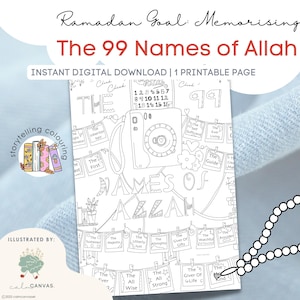 99 Names of Allah Coloring Page, Islamic Printable, Ramadan Gift ...