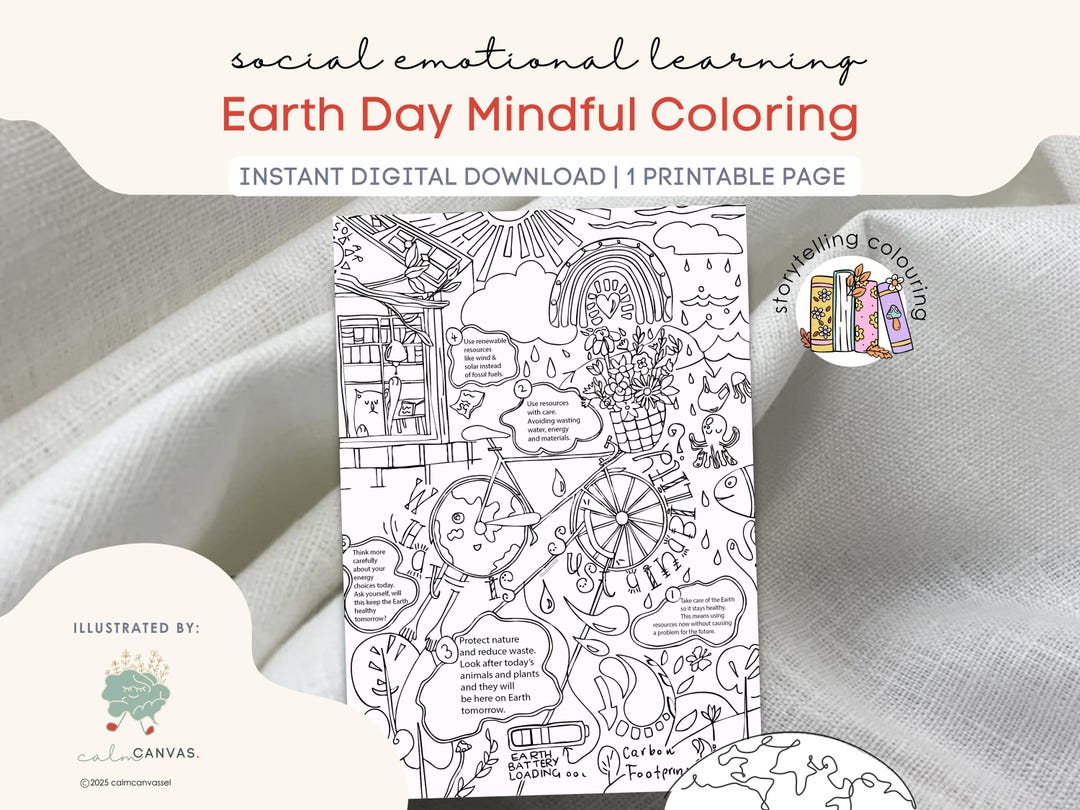 Printable Earth Day Social Story Coloring Page for Kids, Earth Day ...