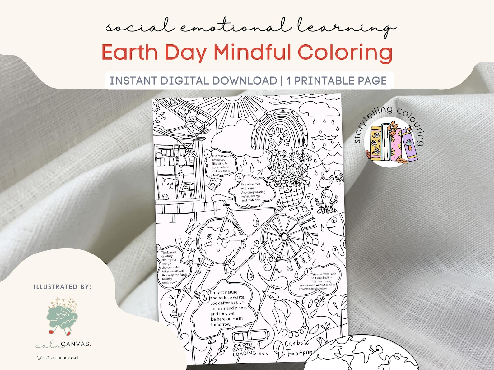 Printable Earth Day Social Story Coloring Page for Kids, Earth Day ...