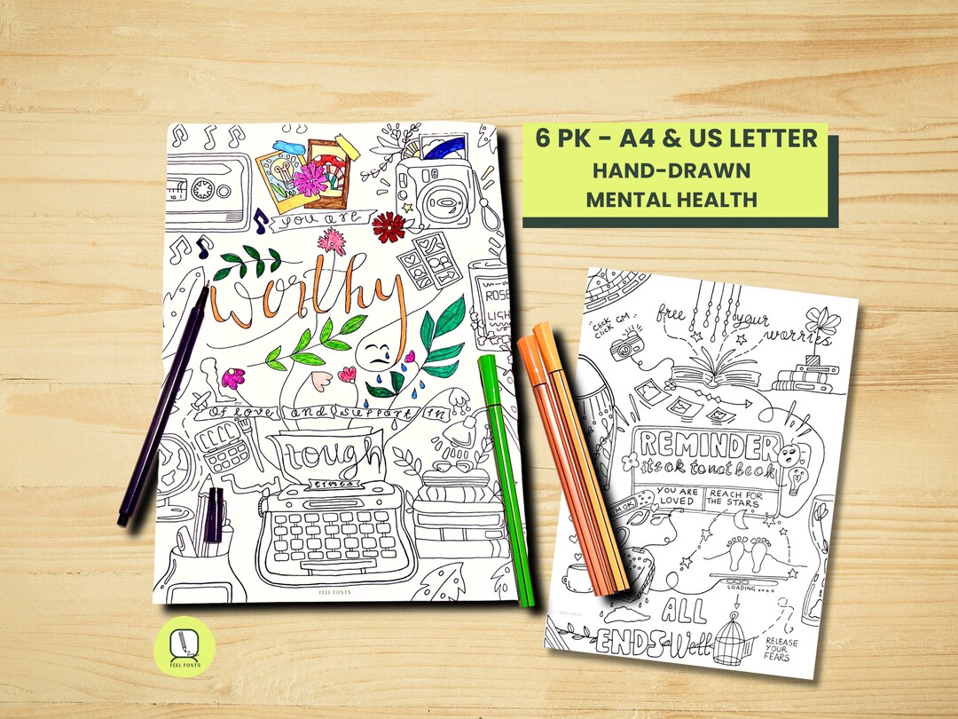 Mental Health Coloring Pages, Relaxation, Stress Relief, Teen Coloring ...