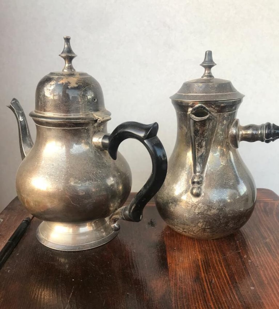 Antique Vintage Silver Teapot and Coffee Pot Set Made in India - Etsy