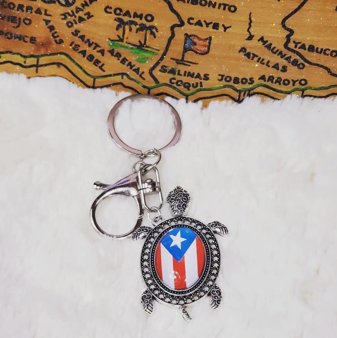 Puerto Rico Flag Keychain - Etsy